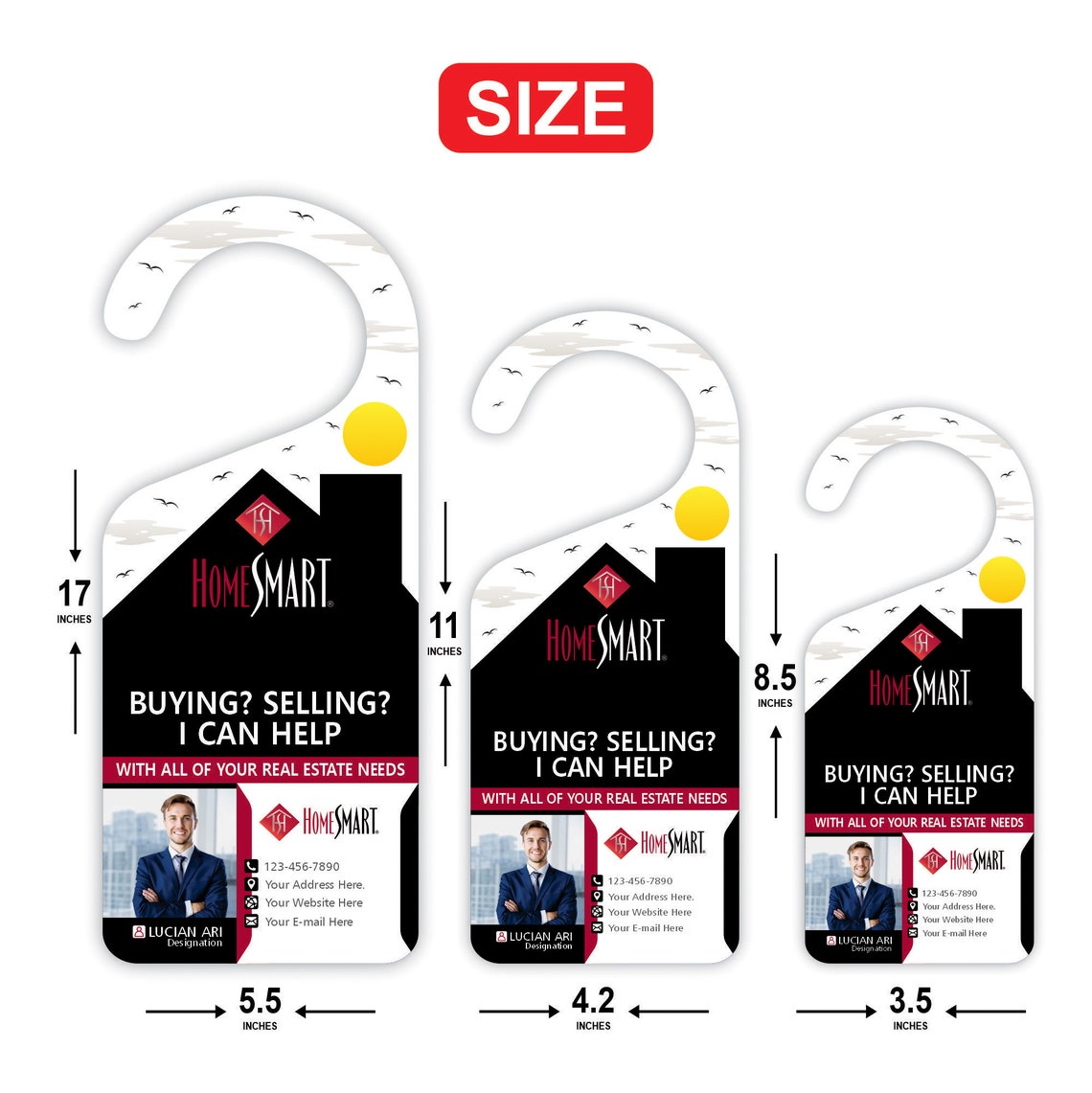 Homesmart Custom Real Estate Door Hanger, Personalized Realtor Doorknob ...