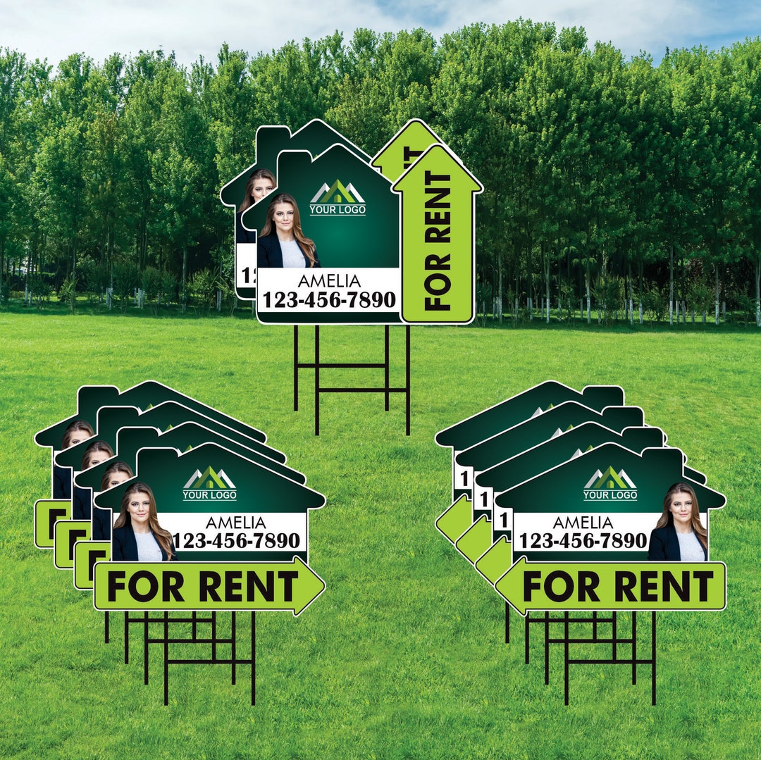 10 Pack Custom for Rent Arrow Yard Sign 18" X 24", 2 Sided Add Your ...