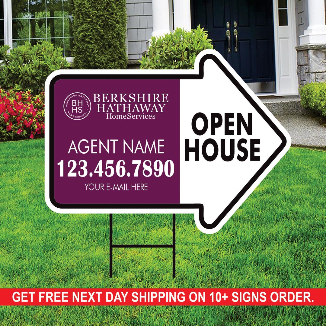 Berkshire Hathaway Open House Arrow Shaped Yard Signs 18" X 24", 2 ...