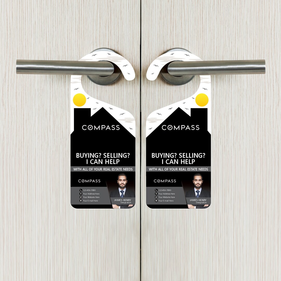 COMPASS Custom Real Estate Door Hanger, Personalized Realtor Doorknob ...