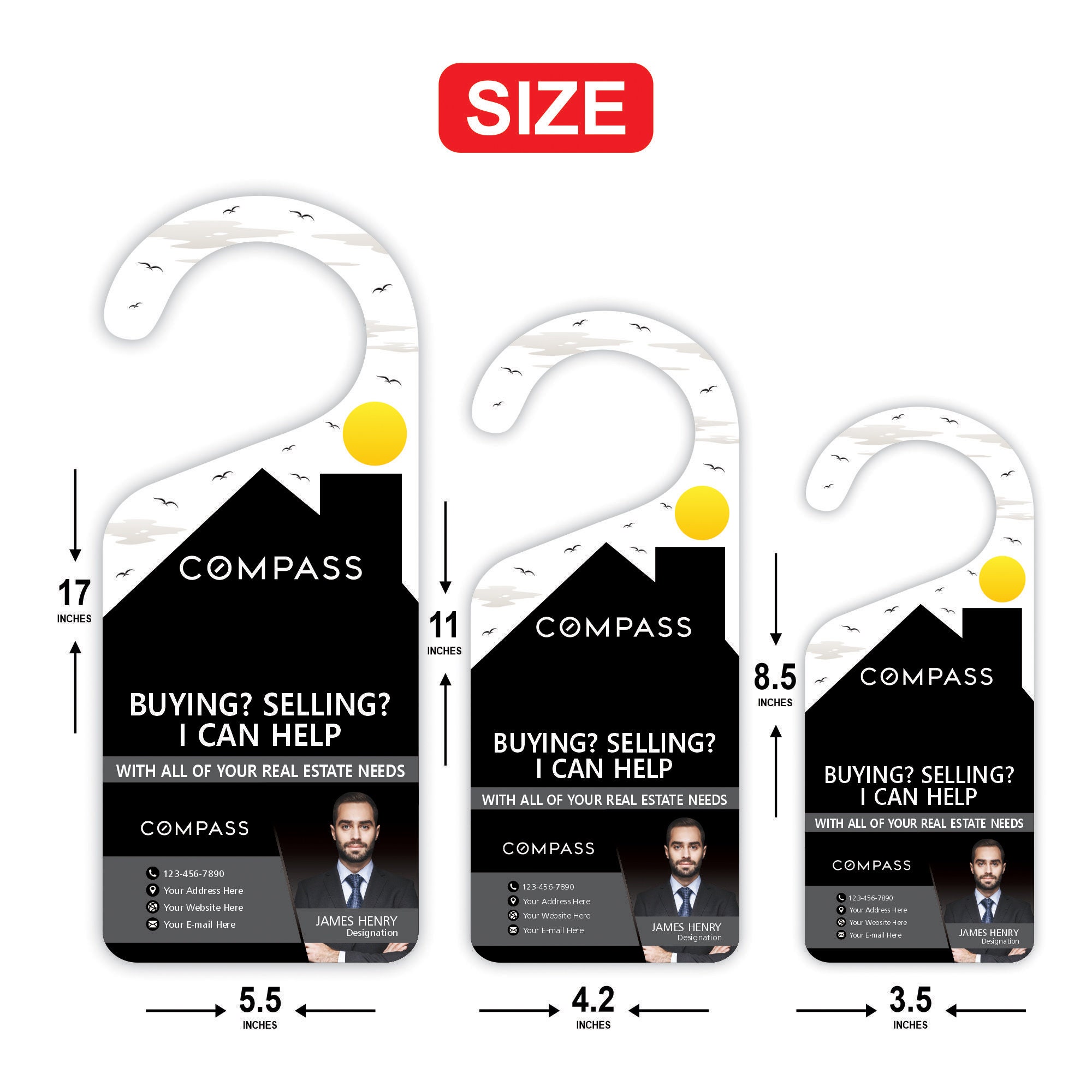 COMPASS Custom Real Estate Door Hanger Personalized Realtor - Etsy