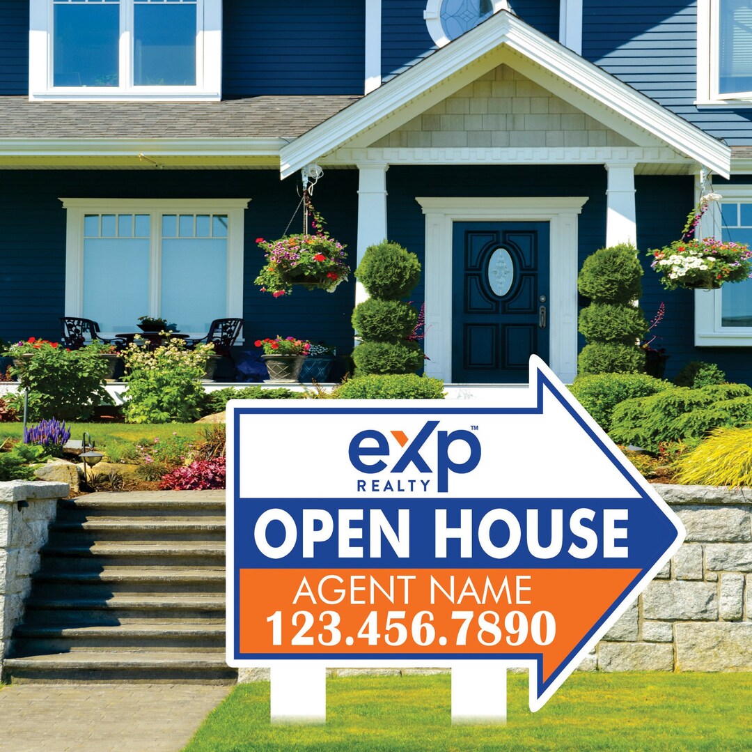 2 Pack, Exp Realty Open House Arrow Shaped Yard Signs 24” X 18” - 2 ...