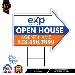 Exp Realty Open House Arrow Shaped Yard Signs 18" X 24", 2 Sided ...