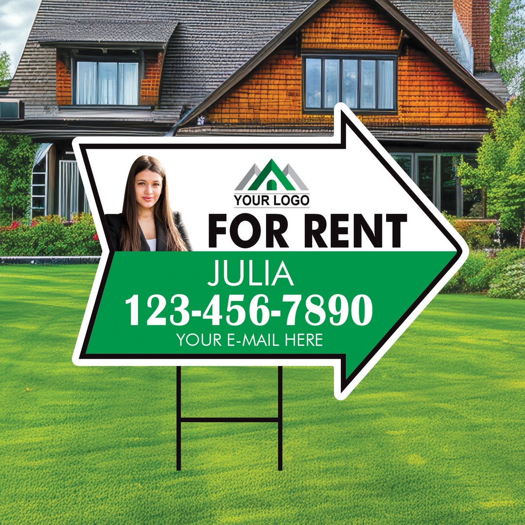 Custom for Rent Arrow Yard Sign 18" X 24", 2 Sided Add Your Text, Logo ...