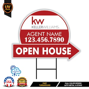 Keller Williams Open House Arrow Shaped Yard Signs 18" X 24", 2 Sided ...