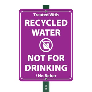 Recycled Water Safety Aluminum Sign - Do Not Drink Warning ...
