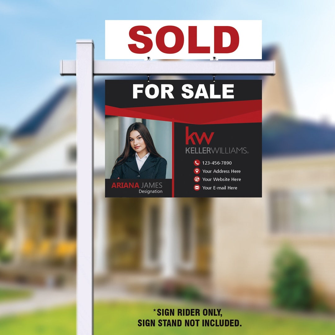 Keller Williams Custom Aluminum Real Estate Sign Panel & Rider 24”X18 ...