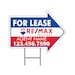 Remax for Lease Arrow Shaped Yard Signs 18 X 24, 2 Sided Coroplast ...