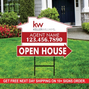 10 Pack Keller Williams Custom Open House Arrow Yard Sign, 2 Sided Add ...