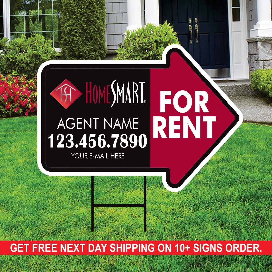 Homesmart for Rent Arrow Shaped Yard Signs 18" X 24", 2 Sided Coroplast ...