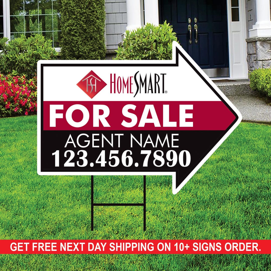 Homesmart for Sale Arrow Shaped Yard Signs 18" X 24", 2 Sided Coroplast ...