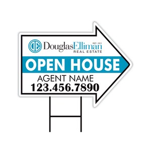 Douglas Elliman Open House Arrow Shaped Yard Signs 18" X 24", 2 Sided ...
