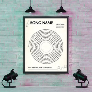 Custom Vinyl Lyrics Printable, Digital Download, Personalized Music ...