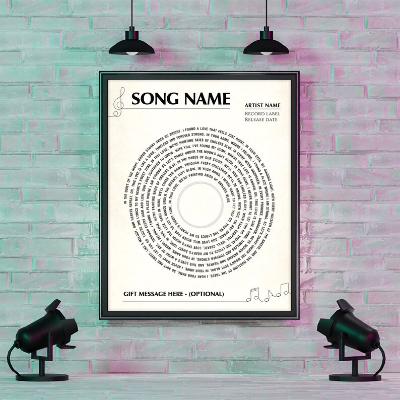 Custom Vinyl Lyrics Printable, Digital Download, Personalized Music ...