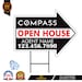 COMPASS Open House Arrow Shaped Yard Signs 18" X 24", 2 Sided Coroplast ...