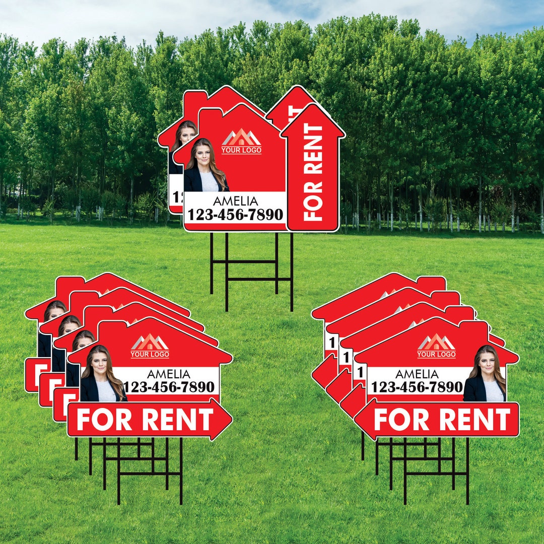 10 Pack Custom for Rent Arrow Yard Sign 18" X 24", 2 Sided Add Your ...