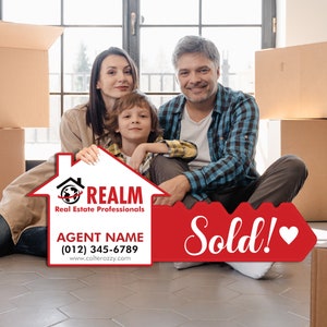 Realm Personalized Real Estate Marketing Key Cutout Sign, Customized ...