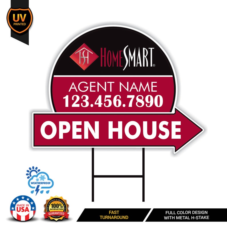Homesmart Open House Arrow Shaped Yard Signs 18" X 24", 2 Sided ...