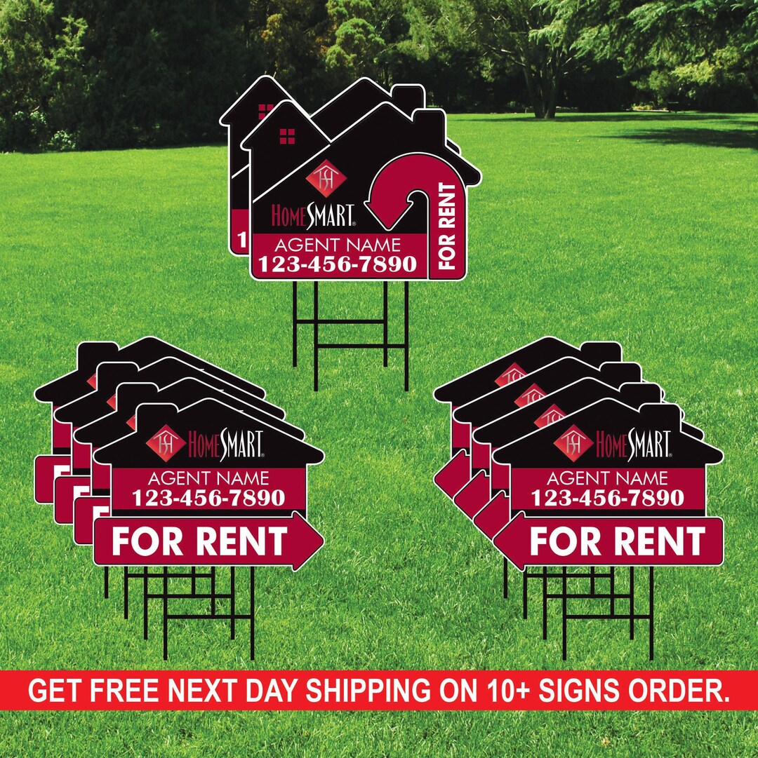 10 Pack Homesmart Custom for Rent Arrow Yard Sign, 2 Sided Add Your ...