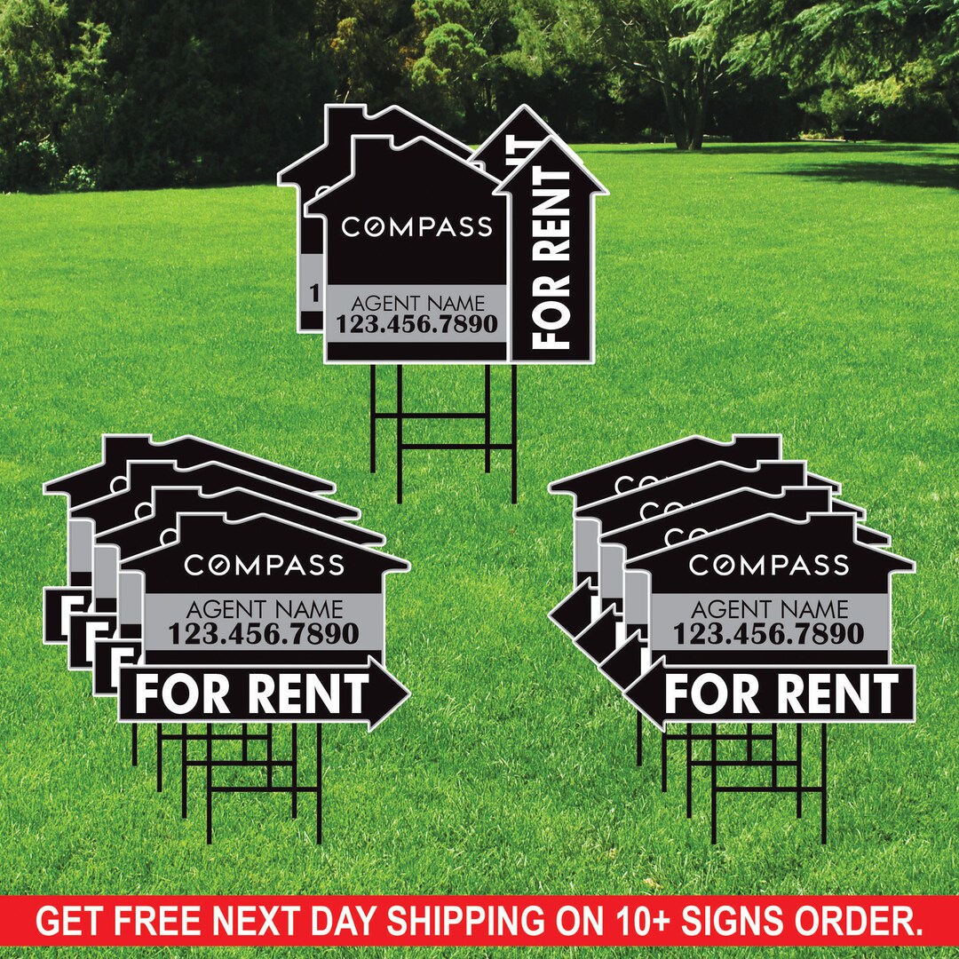 10 Pack COMPASS Custom for Rent Arrow Yard Sign, 2 Sided Add Your Text ...