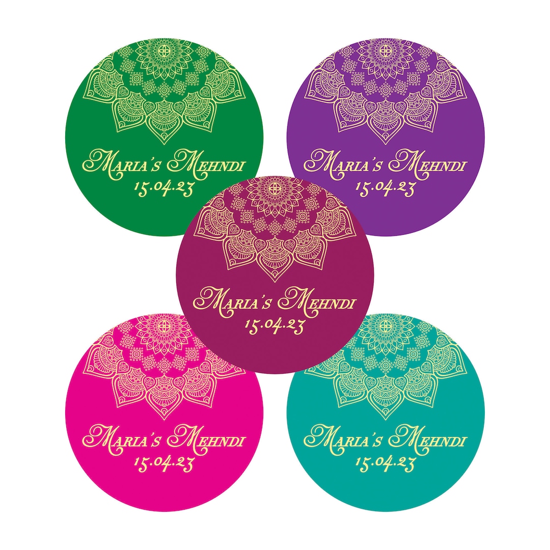 Personalized Mehndi Stickers, Custom Mehndi Stickers, Mehndi Nikkah ...