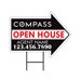 COMPASS Open House Arrow Shaped Yard Signs 18 X 24, 2 Sided Coroplast ...
