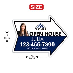Custom Open House Arrow Yard Sign 18" X 24", 2 Sided Add Your Text ...