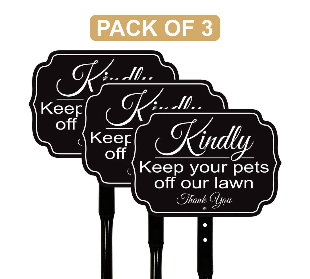3 Pack Keep Pets off Lawn Yard Sign With 16" Stake, Rust-free Aluminum ...
