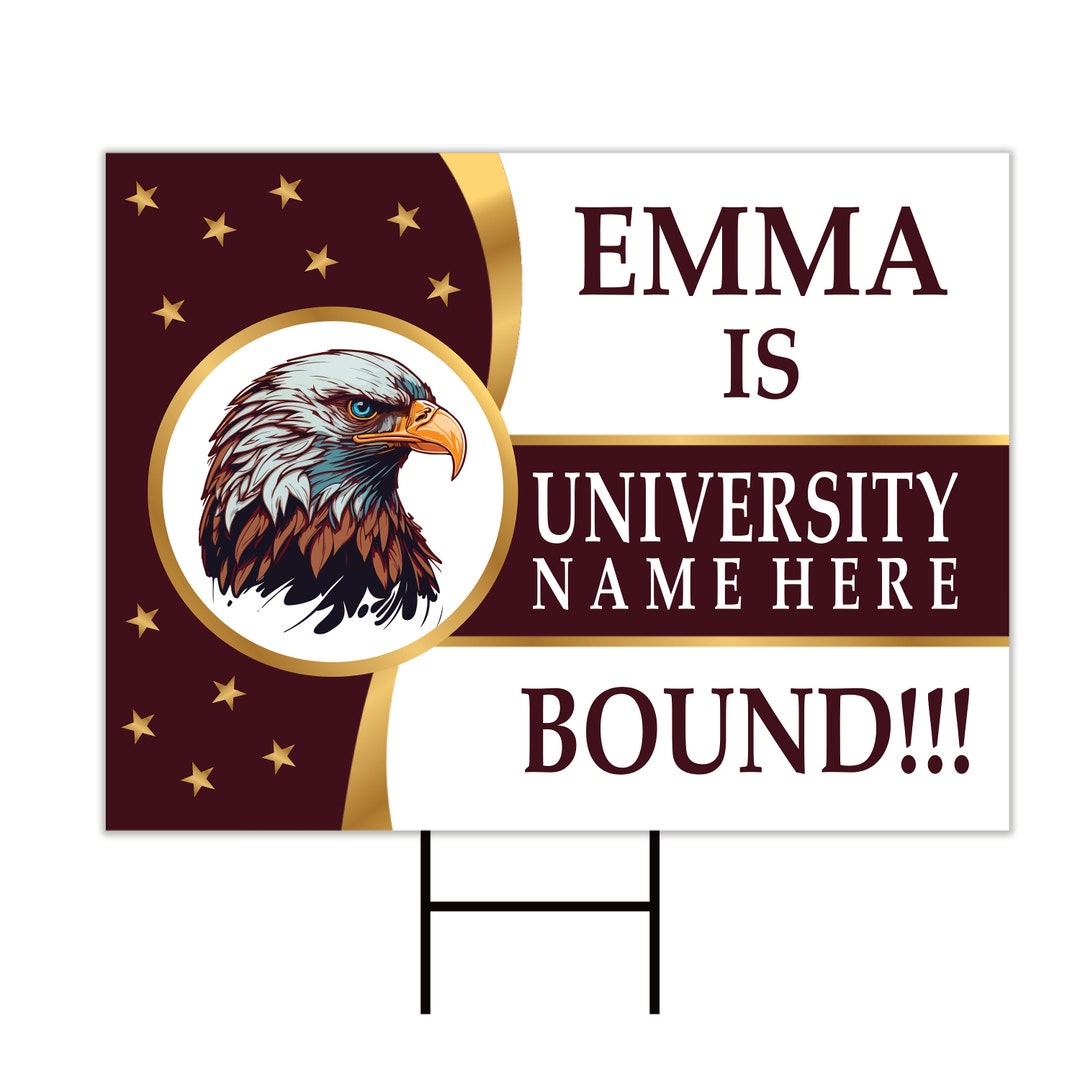 Personalized College Bound Yard Sign, College Mascot Sign, Custom ...