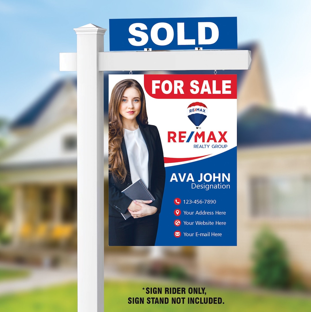 Remax Custom Aluminum Real Estate Sign Panel & Rider - 18”X24” Thick ...