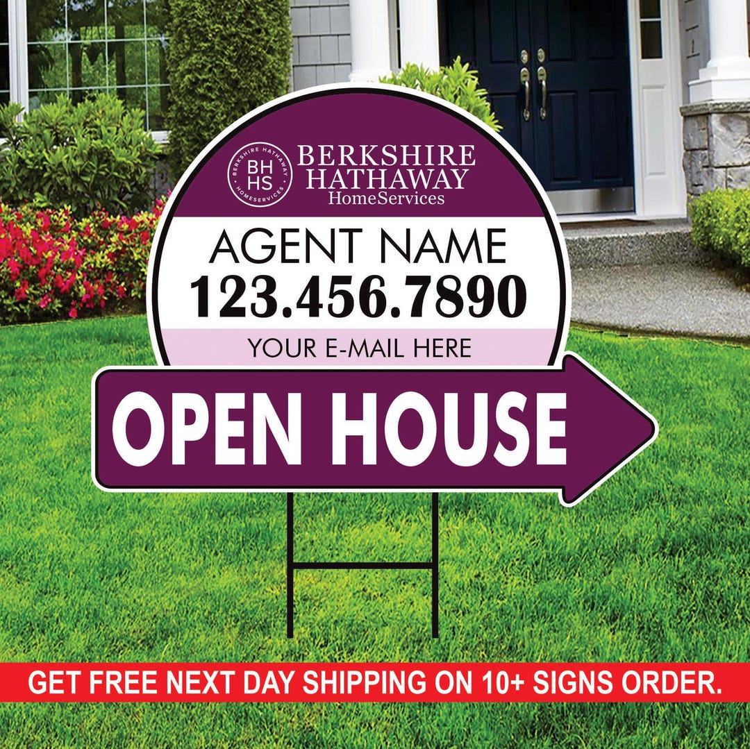 Berkshire Hathaway Open House Arrow Shaped Yard Signs 18" X 24", 2 ...