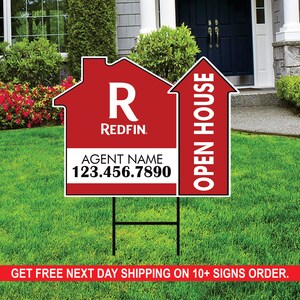 10 Pack Redfin Custom Open House Arrow Yard Sign 2 Sided Add - Etsy