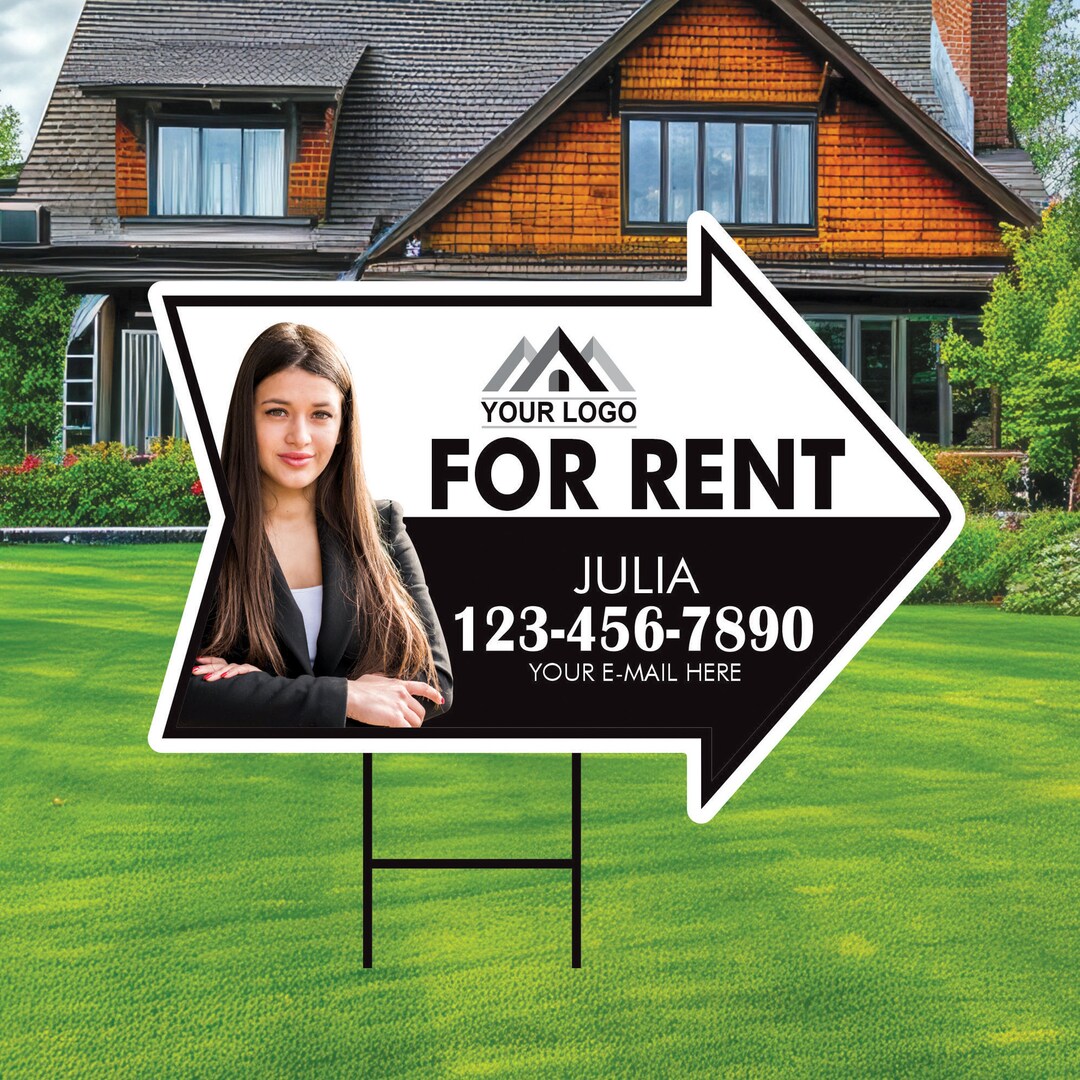 Custom for Rent Arrow Yard Sign 18" X 24", 2 Sided Add Your Text, Logo ...