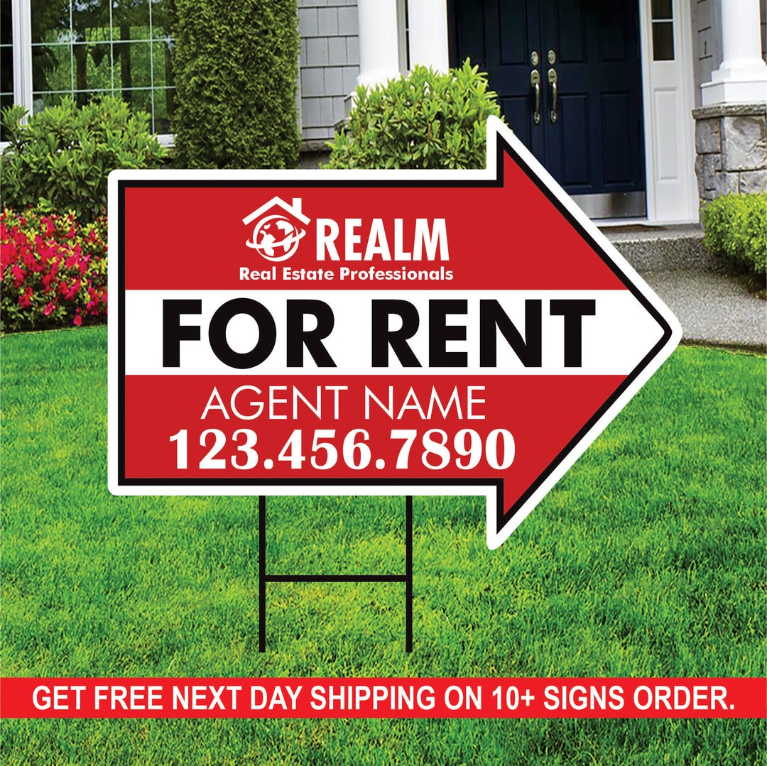 Realm for Rent Arrow Shaped Yard Signs 18" X 24", 2 Sided Coroplast ...