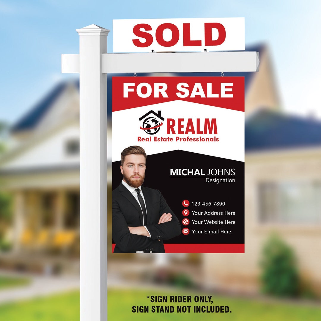 Realm Custom Aluminum Real Estate Sign Panel & Rider - 18”X24” Thick ...