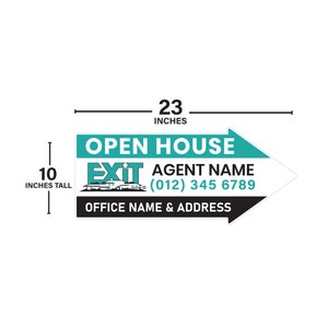 2 Pack EXIT Realty Open House Arrow Shaped Yard Signs 23" X 10 ...