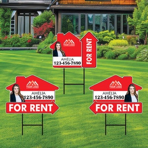 10 Pack Custom for Rent Arrow Yard Sign 18" X 24", 2 Sided Add Your ...