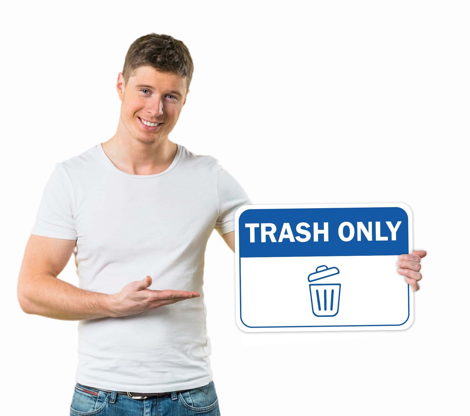 Aluminum Trash Only Sign - Durable Metal Litter Signage With Easy Wall ...