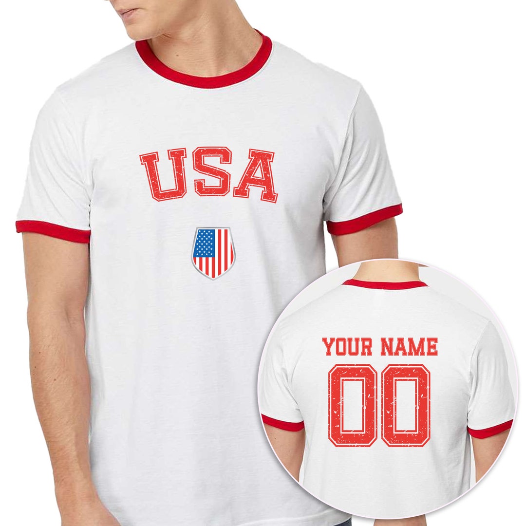 Custom Soccer Ringer T-shirt Front-back Print, Personalized Ringer ...