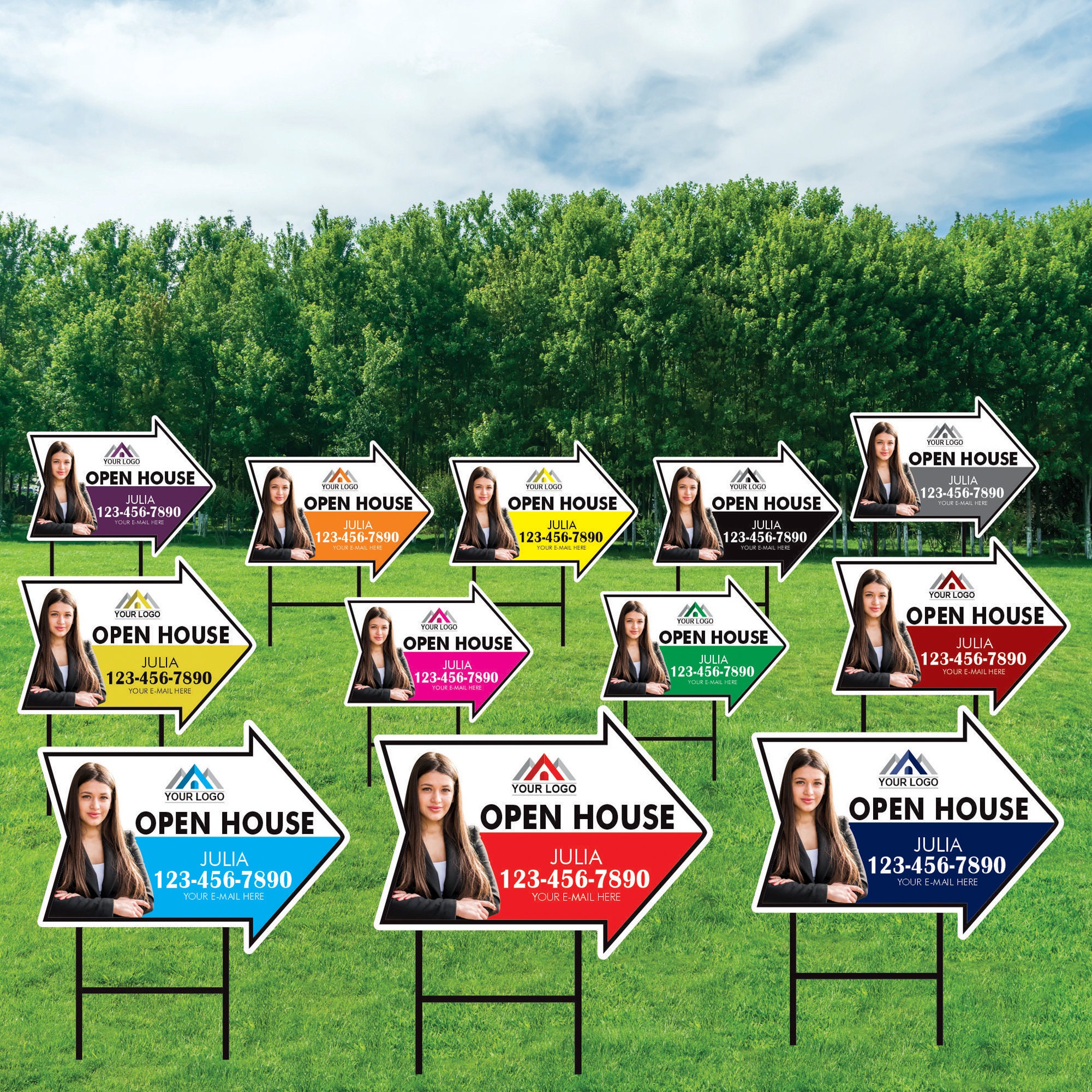 Custom Open House Arrow Yard Sign 18" X 24", 2 Sided Add Your Text ...