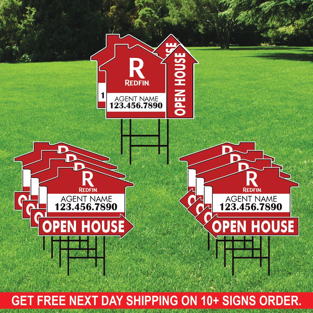 10 Pack Redfin Custom Open House Arrow Yard Sign 2 Sided Add - Etsy