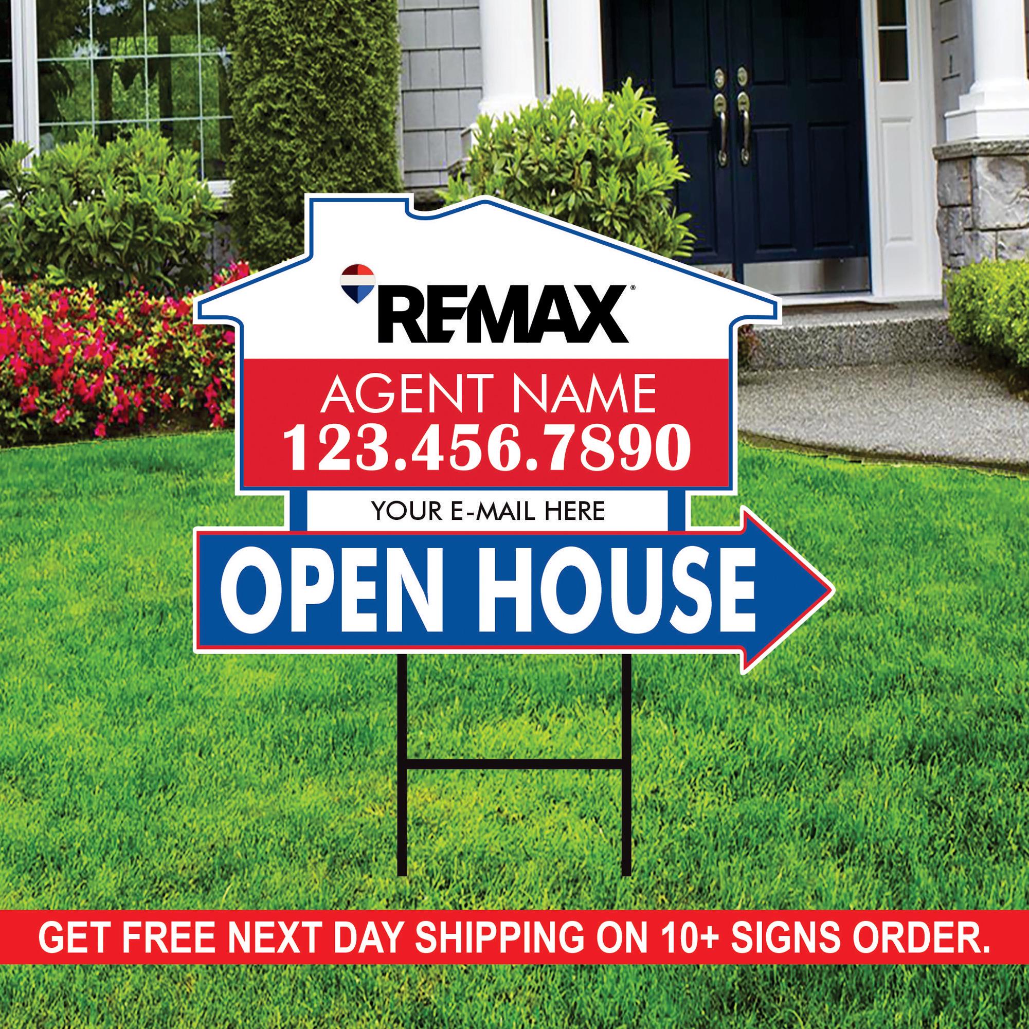 10 Pack Remax Custom Open House Arrow Yard Sign, 2 Sided Add Your Text ...