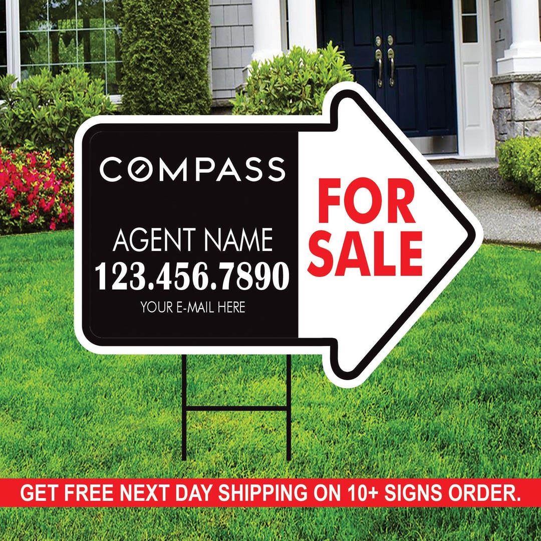 COMPASS for Sale Arrow Shaped Yard Signs 18" X 24", 2 Sided Coroplast ...