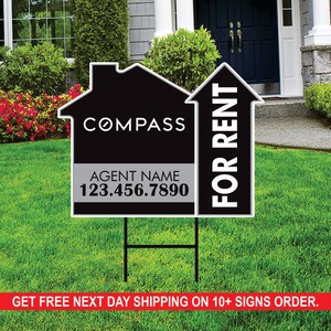 10 Pack COMPASS Custom for Rent Arrow Yard Sign, 2 Sided Add Your Text ...