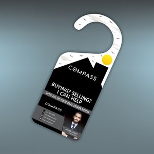 COMPASS Custom Real Estate Door Hanger, Personalized Realtor Doorknob ...