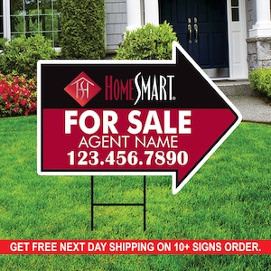 Homesmart for Sale Arrow Shaped Yard Signs 18" X 24", 2 Sided Coroplast ...