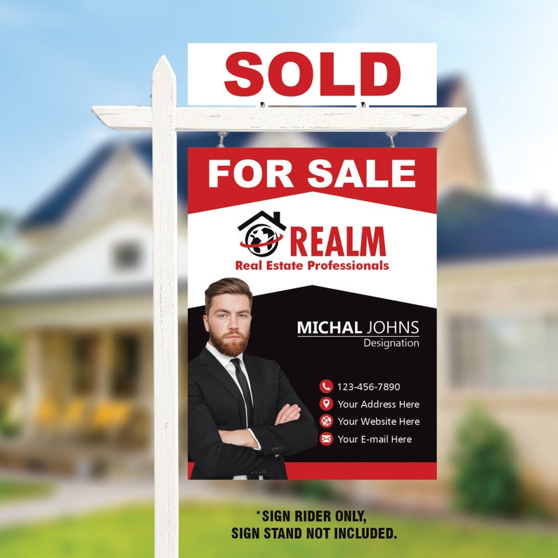 Realm Custom Aluminum Real Estate Sign Panel & Rider - 18”X24” Thick ...