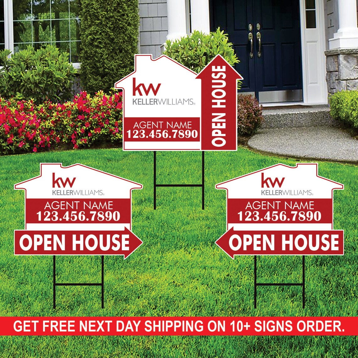 10 Pack Keller Williams Custom Open House Arrow Yard Sign, 2 Sided Add ...