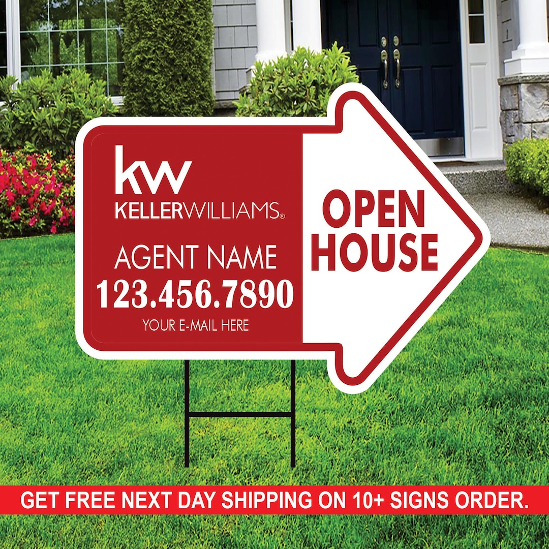 Keller Williams Open House Arrow Shaped Yard Signs 18" X 24", 2 Sided ...