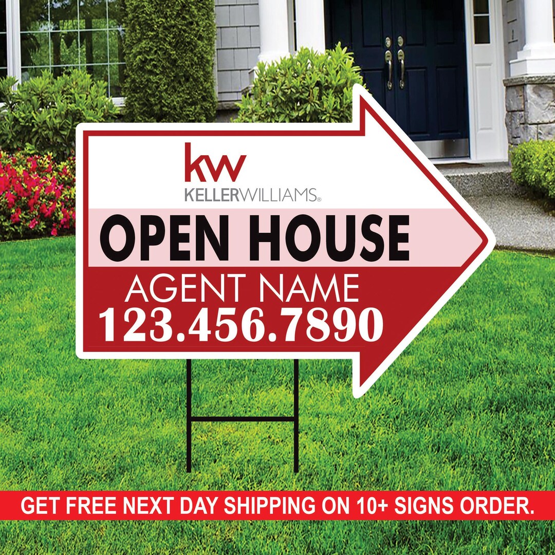 Keller Williams Open House Arrow Shaped Yard Signs 18" X 24", 2 Sided ...